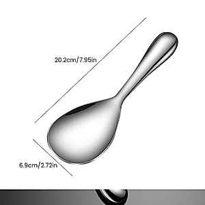 Thickened Stainless Steel Non-stick Rice Spoon, Rice Spoon Paddle, Spoons Stainless Steel Rice Spoon Thick Non-stick, 304 Stainless Steel Rice Large Spoon Head Brushed Finis (1, Bright)