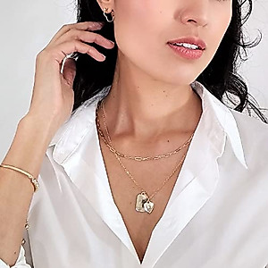 ALLISON ROSE ATELIER 2pc Heart Dog Tag Necklace or 2pc Toggle Paperclip Necklace with Detachable Pearl – 16k Gold Plated Adjustable Layering Pendant Sets - Layered Necklaces for Women, No Gemstone