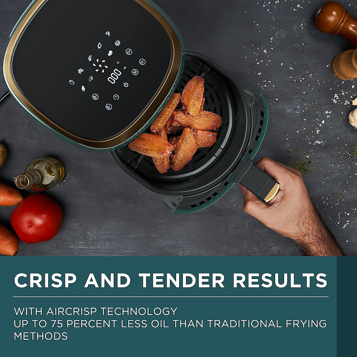 HAUSHOF Air Fryer, 4.2 Quart Compact Small Oven with 9 Cooking Functions, Nonstick Stainless Steel & Dishwasher-Safe, No-Oil Air Fry, Roast, Bake, Reheat, Fit for 1-4 People (Green)