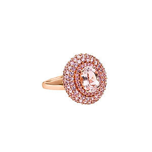 YoTreasure 2.07 Ct. Pink Morganite Sapphire Solid 14K Rose Gold Chunky Ring