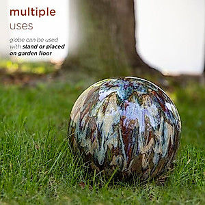 Alpine Corporation 10" Tall Indoor/Outdoor Glazed Ceramic Gazing Globe Yard Decoration