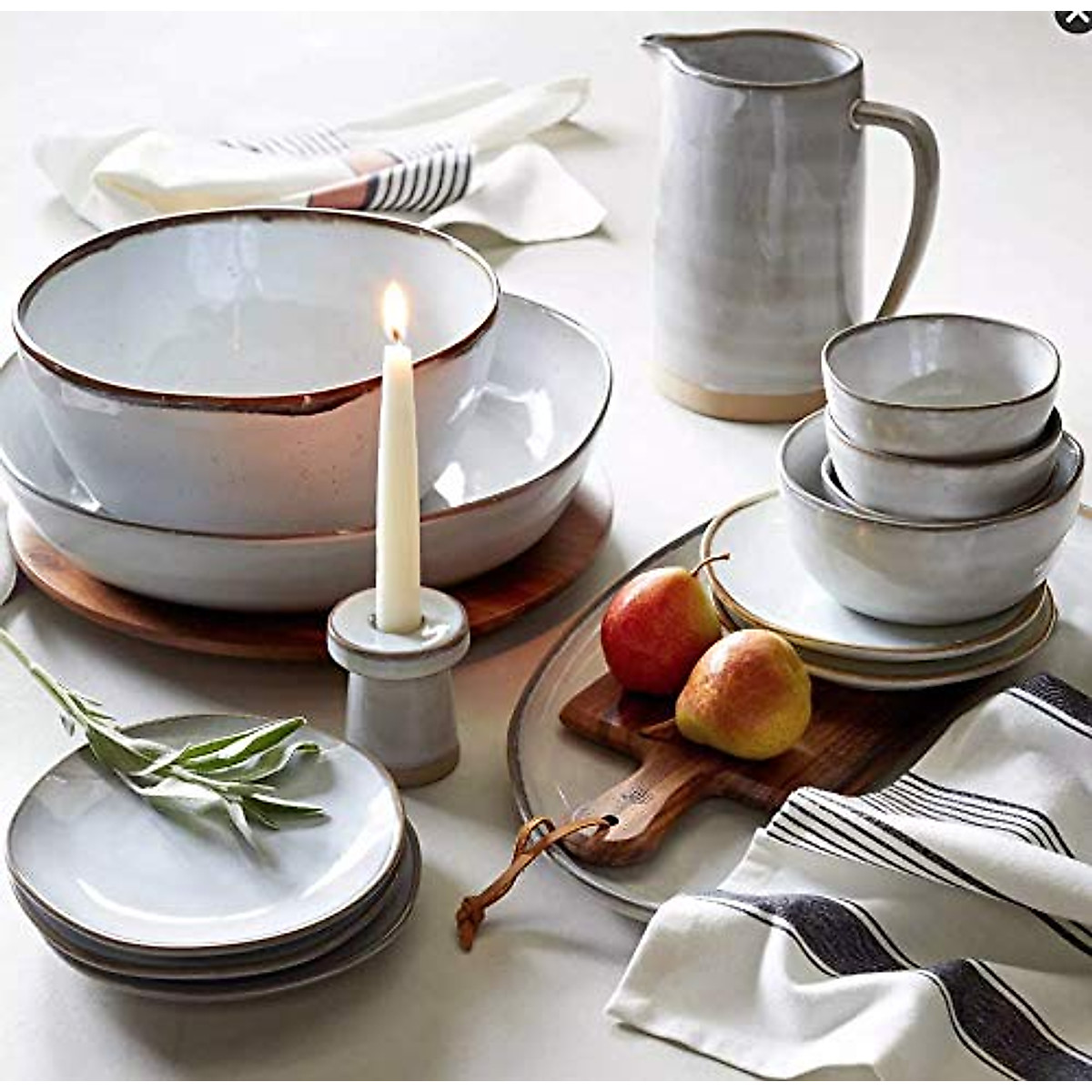 Hearth & Hand with Magnolia Stoneware Pitcher (Gray Short)