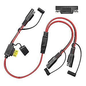 YACSEJAO SAE Spliiter Extension Cable 16AWG 2FT/60CM 1 to 2 SAE Connector Power Charger Adapter with 20A Protection Fuse and SAE Polarity Reverse Connector