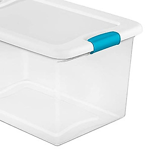 Sterilite 64 Quart Clear Plastic Stackable Storage Container Bin Box Tote with White Latching Lid Organizing Solution for Home & Classroom, 6 Pack