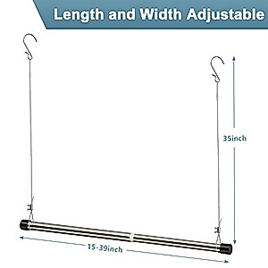 Double Closet Rods for Hanging Clothes, 15 to 39 Inch Adjustable Hanging Closet Bar - Heavy Duty Closet Poles Extender for Wardrobe Storage, Silver