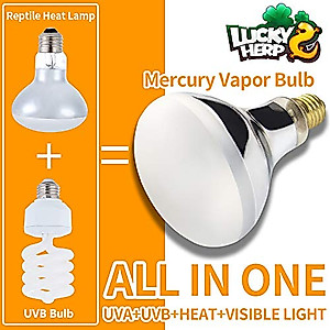 LUCKY HERP 160 Watt UVA+UVB Vapor Heat Lamp Bulb, High Intensity Self-Ballasted Heat Basking Lamp/Bulb/Light for Reptile and Amphibian, Sun Lamp for Bearded Dragon Lizard Turtle