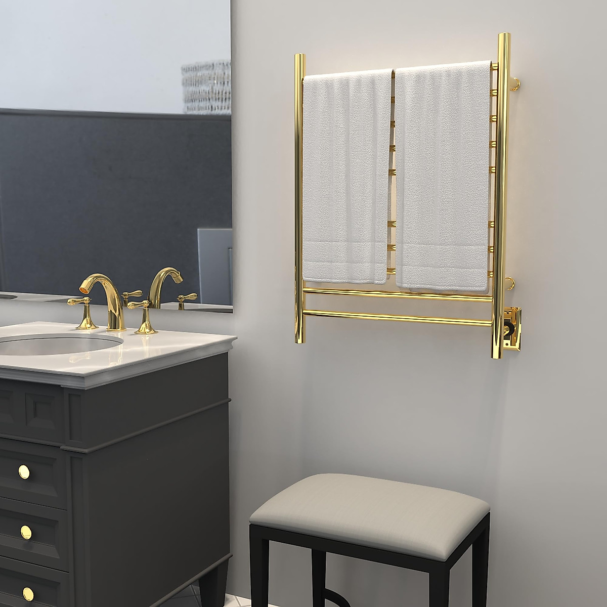 Amba RWH-SPG Radiant Hardwired + Plug-in Combo Straight 10 Bar Towel Warmer in Polished Gold