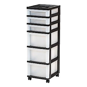 Unknown1 6-Drawer Storage Cart Black/Pearl Black Plastic Rolling