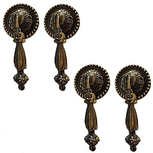 Chris.W 4 Pack Antique Style Bronze Metal Drawer Tear Drop Cabinet Decorative Pull Handle Knob