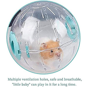 Hamster Exercise Ball 12cm 4.73inch Transparent Hamster Ball Running Hamster Wheel Cute Exercise Mini Ball for Dwarf Hamsters to Relieves Boredom and Increases Activity Chinchilla Cage(S, Blue A)