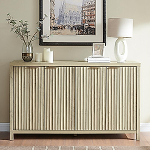 OAKHAM HOME Oxford Fluted Storage Cabinet Sideboard Large Buffet with Adjustable Shelves, Multifunctional Accent Cabinet Console Cabinet for Living Room