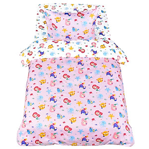 J-pinno Lovely Mermaid Pink Cartoon Reversible Duvet Cover & Pillowcase Set, 100% Cotton Weighted Blanket Cover 2Pcs Comforter Cover with Zipper for Kids Girls Bedding Set (Mermaid, Twin 60" X 80")