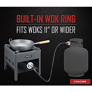 Concord Professional Single Banjo Wok Burner with Stand. Drop In Wok Edition. Up to 270,000 BTU. Great for Home Brewing, Wok Stir Fry, Turkey, Etc. (16")