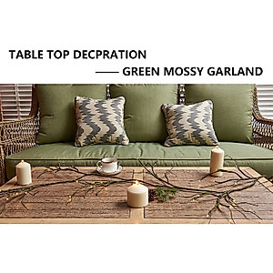 Fudios Greenery Garland with Lights for Mantle with Timer 48 LED 6FT Mossy Vine Garland Lights for Table Centerpieces Indoor Outdoor