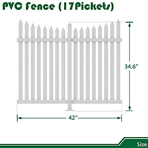 Goleray Garden Fence Decorative Vinyl Picket 1Set Contain 2Panels, 34.6" Hx 84" W PVC White Plastic Barrier Fencing for Outdoor Porch Patio Front Door Pool(34 Pickets, Scalloped)