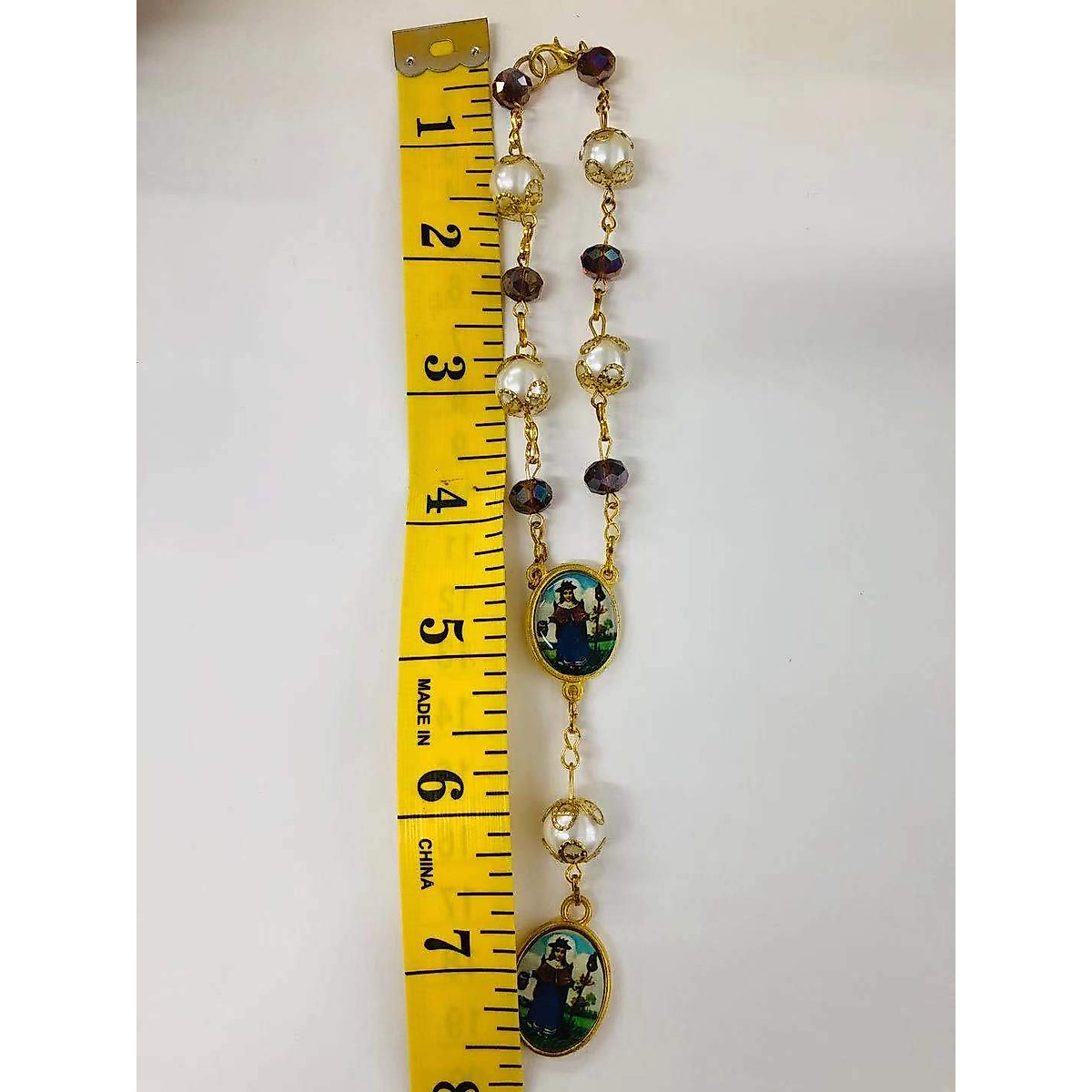 CLGIFT crystal Santo Niño de Atocha (holy infant of atocha) car auto rosary Perfect for First Communions, Baptism,Shower/Religious gift /