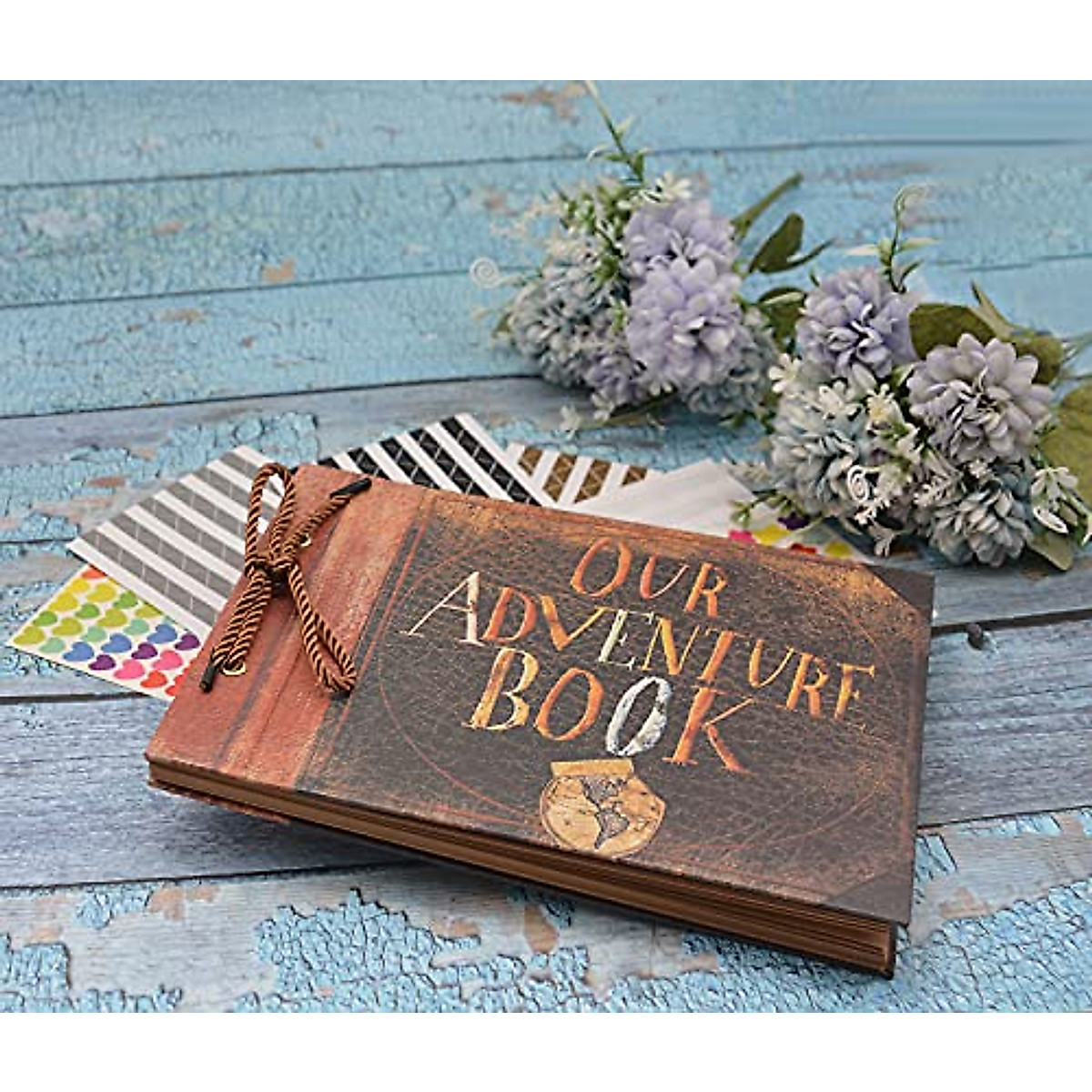 Scrapbook Photo Album, Photo Book, Our Adventure Book, Scrap Book with Hard Cover Movie Up Travel Scrapbook for Anniversary, Wedding, Travelling (Our adventute)