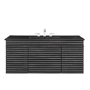 Modway Render 48" Wood Wall-Mount Bathroom Vanity - Charcoal/Black