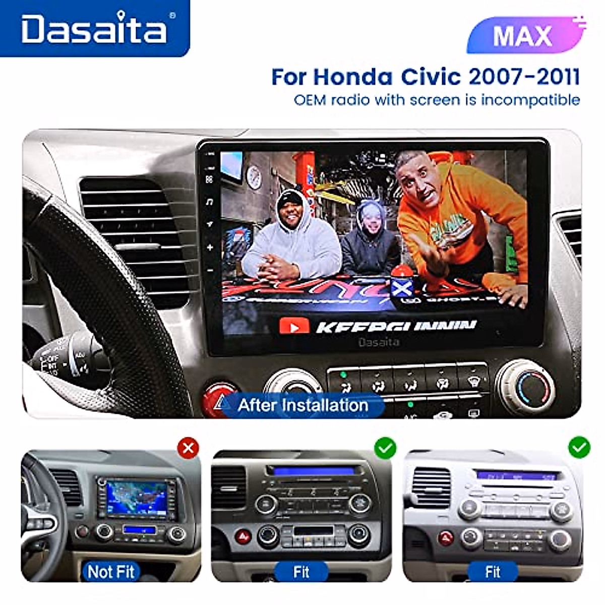 Dasaita Android 11 for Honda Civic 2006 2007 2008 2009 2010 2011 Wireless Carplay Android Auto Stereo Car Radio Touch Screen GPS Head Unit DSP 4G RAM 64G ROM