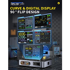 FNIRSI DPS-150 DC Power Supply Variable, 30V 5A Adjustable DC CNC Power Supply with 4-Digit IPS Display, <20mV Power Ripple, PD/QC/DC Input, PC Programmable Switching Power Supply (NO Power Adapter)