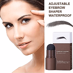 Eyebrow Stencil Kit, One Step Brow Powder Stamp Makeup with 10 Reusable Eyebrow Stencils＆2 Eyebrow Pen Brushes, Professional Waterproof Brow Powder Stamp (Dark Brown)