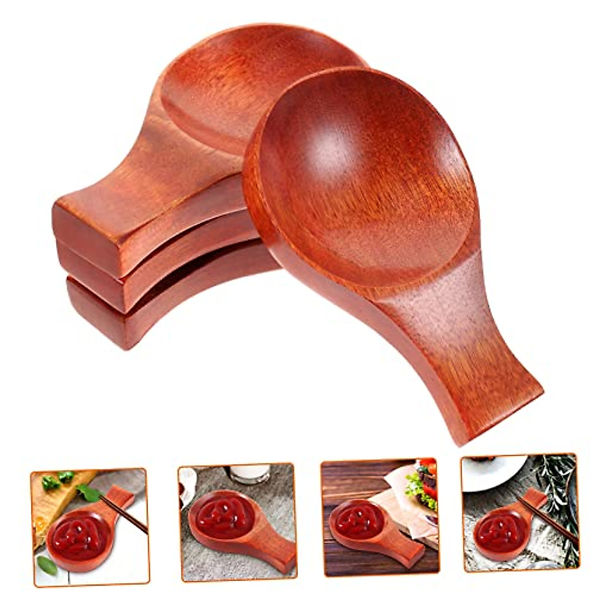 Cabilock 8 Pcs Wooden Chopstick Rest and Spoon Rest Spoon Spatula Holder Spoon Rest Silicone Spoon Holder for Kitchen Wooden Spoon Fork Rest Tea Spoon Rest Cat Spoons China Simple