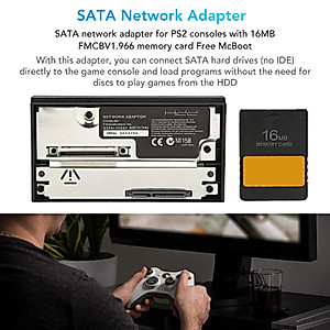 PS2 SATA Interface Network Adapter HDD Hard Disk for SonyPS2 Playstation2 with 16MB FMCB V1.966 Memory Card McBoot, HDD Connector Plug Socket, NO IDE 2.5 3.5inch