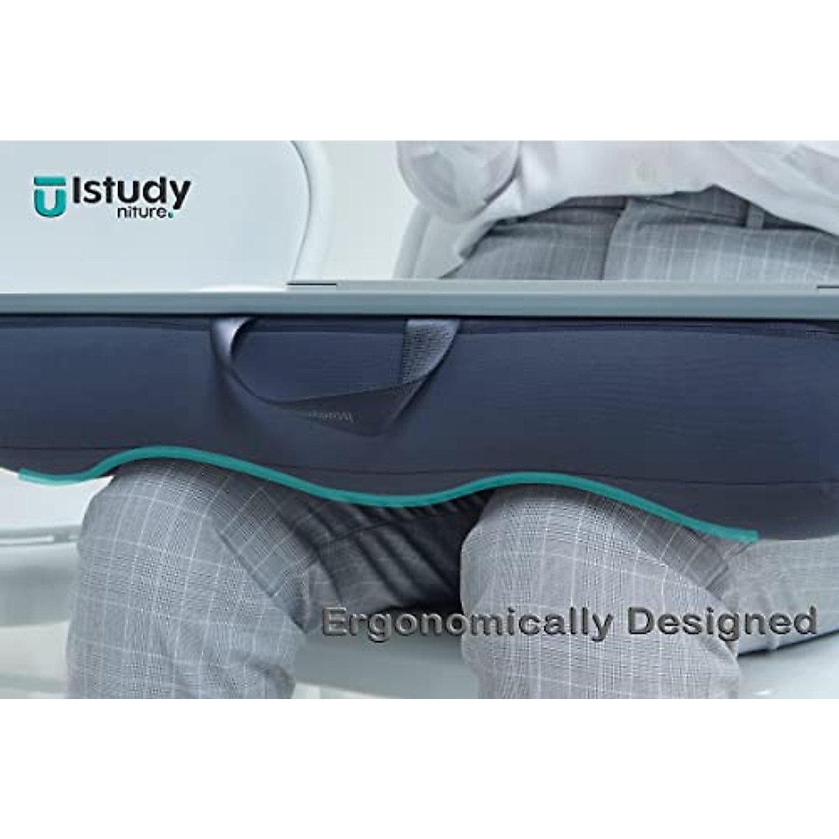 Lap Desk, Portable Laptop Lap Desk with Pillow Cushion, Fits up to 17 inch Laptop, Laptop Stand with Device Ledge and Phone Holder, for Home Office, Gray, ISTUDYNITURE……