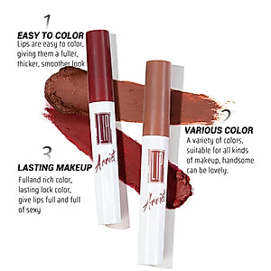 evpct 6Pcs Matte Liquid Lipstick Lip Stain Set Dark Red Nude Beige Brown Orange Mauve Purple Stay on Matte Waterproof Long Lasting Lipstick labiales mate 24 horas originales labial permanente 02