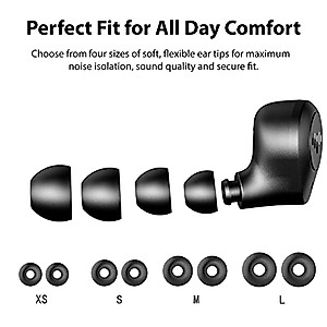 iLuv TB200 Black True Wireless Earbuds Cordless in-Ear Bluetooth 5.0 with Hands-Free Call Microphone, IPX6 Waterproof Protection, High-Fidelity Sound; Includes Compact Charging Case & 4 Ear Tips