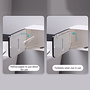 Wall Mounted Bathroom Paper Towel Holder, Non Perforated Toilet Paper Roll Holder, Large Capacity Waterproof Paper Towel Dispenser, Double Spout for Soap, Cell Phone or Other Items(Black)