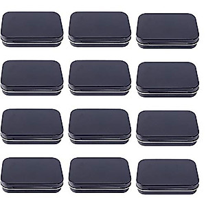 12pcs Metal Rectangular Empty Hinged Tins Box Containers, Mini Portable Box Small Storage Kit Home Organizer Holders for Storage Drawing Pin Jewelry Crafts(Black)