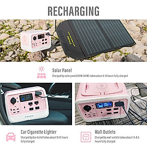 Newpowa Portable Solar Generator 700W Backup Lithium Battery Power Station, 537Wh LiFePo4 Powerbank AC 120V Outlet DC Wireless Charging, Pure Sine Wave for Outdoors Camping Travel Party Blackout