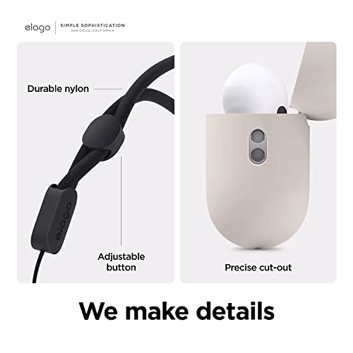elago Liquid Hybrid Case Compatible with AirPods Pro 2nd Generation Case Cover with Lanyard - Compatible with AirPods Pro 2 Case, Triple Layer Protection, Dust Resistant, Shockproof (Stone)
