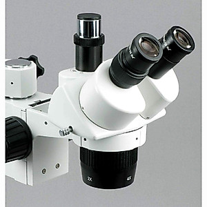 AmScope SW-3T13Y Trinocular Stereo Microscope, WH10x Eyepieces, 5X/15X/30X/45X Magnification, 1X/3X Objective, Single-Arm Boom Stand, Includes 1.5x Barlow Lens
