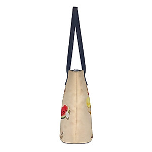 Funny Couple of Dogs at The Beach Women's Tote Bag PU Leather Shoulder Bag Handbags Purse For Work Shopping Travel