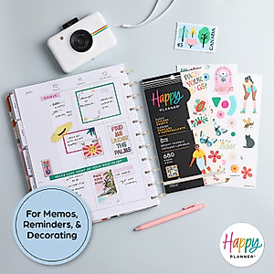 Happy Planner 18 Month Classic Planner Sticker Pack Bundle – Bright Travels - Classic Sized Planner (7” x 9.75”) July 2023 – Dec 2024 & 30 Sheet Sticker Book, 680 Stickers Total