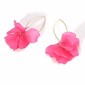 KELMALL Boho Flower Hoop Earrings for Women - Lightweight Bloom Petal Drop Dangle Earrings with Jewelry Box