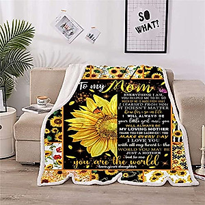 CYREKUD Sunflower Gifts for Mom Blanket,Mom Birthday Gifts Sunflower Throw Blanket,Gift for Mom from Daughter Lightweight Soft Warm Cozy Fuzzy Throws Blankets for Home Bedroom Sofa 50"x 60"