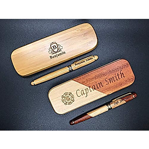 Custom Engraved Wood Pen Set With Maple and Rosewood Finish, Executive Pen and Box With Free Personalization