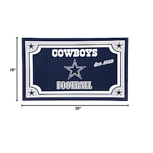 Team Sports America NFL Dallas Cowboys Embossed Outdoor-Safe Mat - 30" W x 18" H Durable Non Slip Floormat for Football Fans