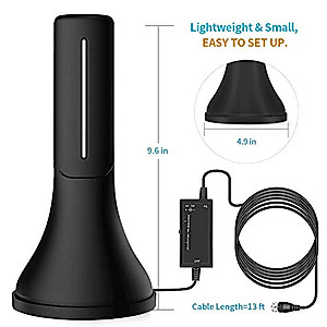 HDTV Antenna - Newest Portable Indoor Digital Antenna, 50 Mile Long Range with Amplifier Signal Booster for 4K HD VHF UHF Local TV Channels with 13ft Coaxial Cable Support All Television