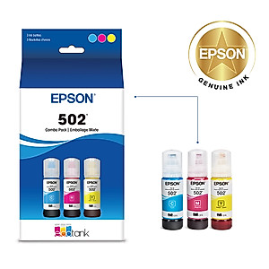 EPSON T502 EcoTank Ink Ultra-high Capacity Bottle Color Combo Pack (T502520-S) for select Epson EcoTank Printers