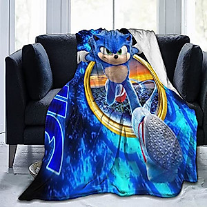 Jesdsdoc 50"X60" Cartoon Blue Blanket Personalized Print Throw Blanket Cozy Soft Blanket to Provide Warm Fluffy Cute Blankets