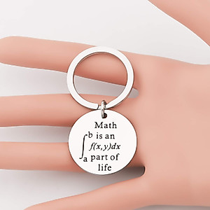 Gzrlyf Math is an Integral Part of Life Funny Math Keychain Math Teacher Gifts Math Geek Gifts Math Student Gifts (Round Keychain)