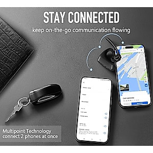 Conambo K10C Bluetooth Headset V5.1, Bluetooth Earpiece with CVC8.0 Dual Mic Noise Cancelling Handsfree Headset 16h Talk Time Wireless Headset for iPhone Android Cellphones Trucker Driver Office Work