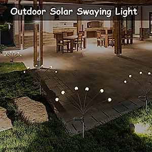 valktech Solar Garden Firefly Lights Solar Swaying Light, Sway by Wind, Solar Outdoor Lights, Yard Patio Pathway Decoration, High Flexibility Iron Wire & Heavy Bulb Base, Warm White(4 Pack)