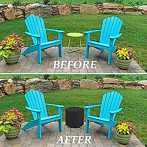 Patio Steel Patio Side Table Cover Weather Resistant Heavy Duty Small Outdoor Round End Table Covers, 18" D X 16" H, Black