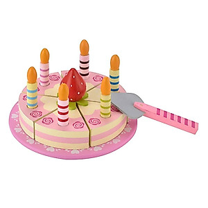 Wooden Play Food Sets for Kids Kitchen,Pretend Play Kitchen Fake Cutting Food Toys,Educational Toy for Toddler Girl 1 2 3 Year Old Birthday Gift (Birthday Cake)