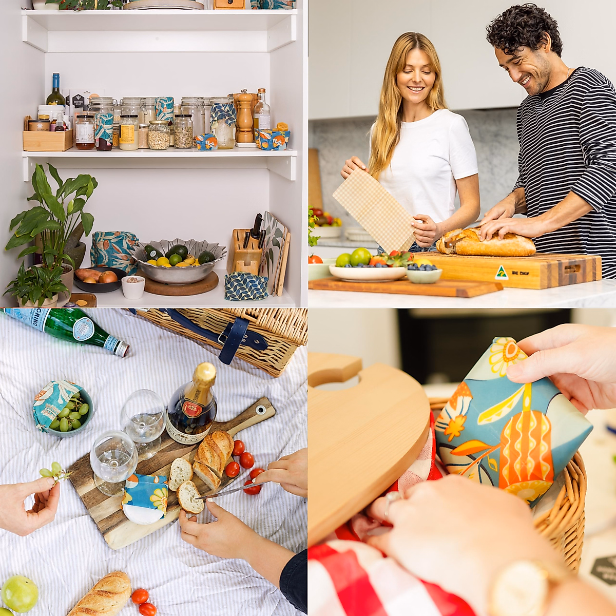 Honeybee Wrap Reusable Beeswax Wraps for Food | 7 Pack | Eco Friendly, Organic, Biodegradable, Plastic Free, Bee's Wrap for Reusable Bowl Covers and Food Storage | Reusable Cling Wrap | Australia Made